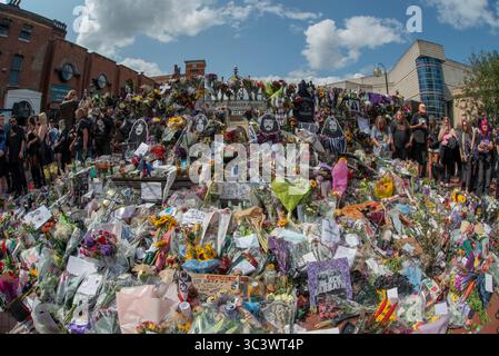 Black Sabbath Bench and Bridge, Birmingham, July 2025, with fans and ...