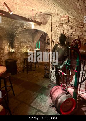 Interior of Brauberger brewery restaurant in Lübeck, Germany, showing ...