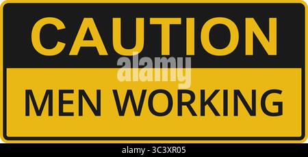 Yellow and black warning men working caution sign vector Stock Vector ...