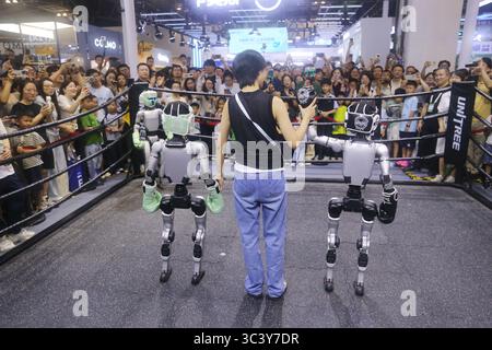 SHANGHAI, CHINA - JULY 27, 2025 - The humanoid robot Unitree G1 ...