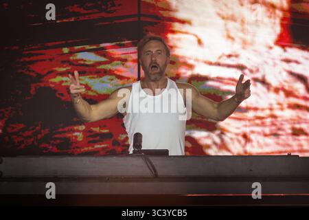 Duesseldorf, Germany. 26th July, 2025. French DJ David Guetta stands on ...