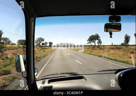 View of the road from the bus, Uluru, Ayers Rock, Uluru-Kata Tjuta ...
