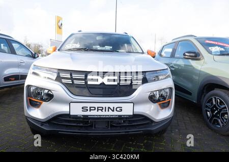 new Dacia Spring electric vehicles dealership, front grille and ...