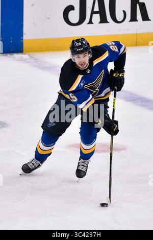St. Louis Blues' Jordan Kyrou (25) shoots during the second period of ...