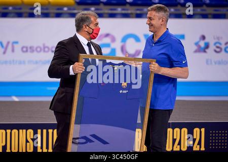 Barcelona, Spain - May 17, 2021: Closeup of various colored chimneys on ...