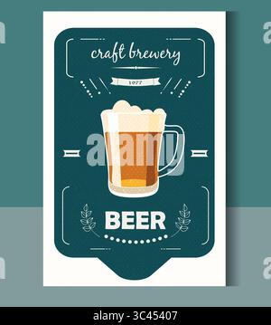 Retro style beer mug or glass engraving. Local brewery. Vintage vector ...