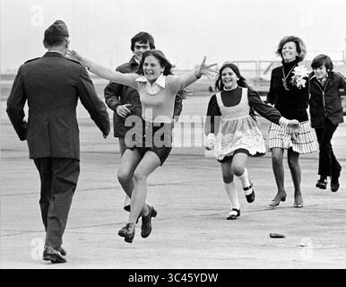Released prisoner of war Lt. Col. Robert L. Stirm is greeted by his ...