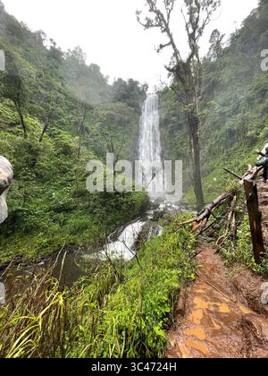 Materuni Waterfall in the Lush Foothills of Mount Kilimanjaro Stock ...