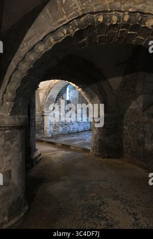 The atmospheric crypt of Gloucester Cathedral, England UK Stock Photo ...