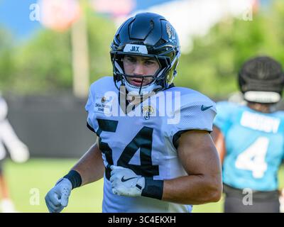 Jacksonville Jaguars linebacker Jack Kiser (54) defends near the line ...