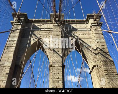 Suspension cables against sky, a detail of the famous Vizcaya Bridge in ...