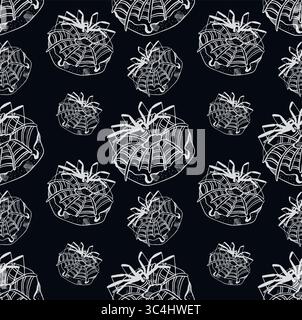 Seamless pattern spider web isolated on green background. Outline ...