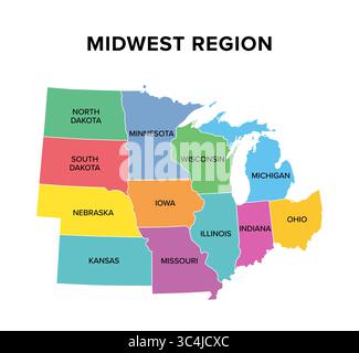 Kansas, state of United States. Colored relief with lakes and rivers ...