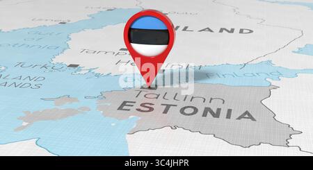Estonia political map with capital Tallinn, national borders and ...