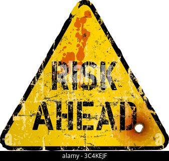 Danger, risk warning sign, worn and grungy, vector illustration Stock ...