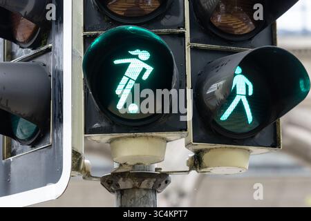 Green traffic Light with Female Soccer Icon at Train Station in Lucerne ...