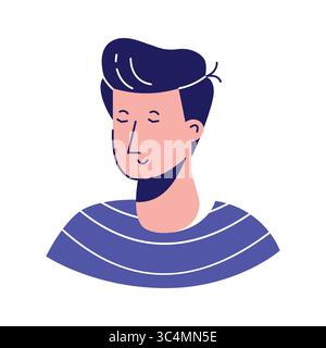 Icon of a stylish male avatar with slicked-back hair and striped shirt ...