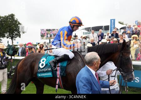 Wayne Lordan celebrates aboard Scandinavia after winning the Al Shaqab ...