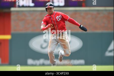 Washington Nationals outfielder Juan Soto catches a ball during spring ...