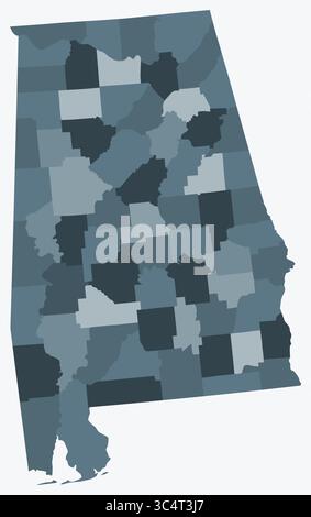 Map of Alabama with counties. A simple state border map with county ...