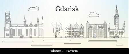 Gdansk cityscape line art vector illustration Stock Vector Image & Art ...