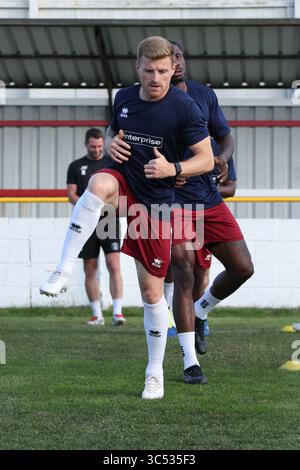 Jack Barham, of Chelmsford City, warming up before the match between ...