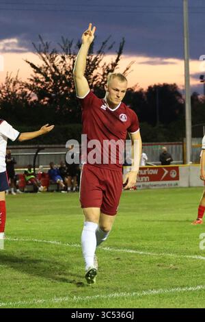 Ben Tompkins, of Chelmsford City, celebrates his goal with Jack Barham ...
