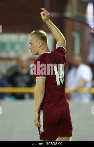 Ben Tompkins, of Chelmsford City, celebrates his goal with Jack Barham ...