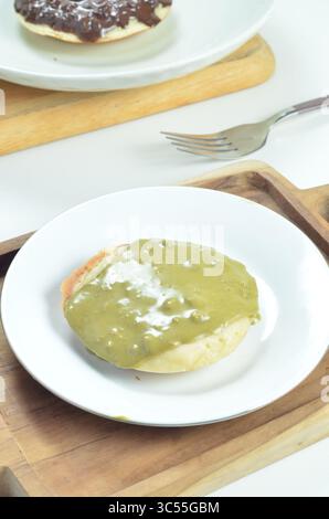 Serabi with matcha jam topping, a traditional Indonesian snack Stock ...