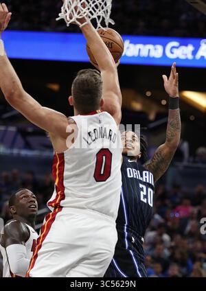 Miami Heat center Meyers Leonard warms up before the start of an NBA ...