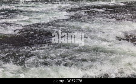 Surging wild white-water flowing through open dam gates at Aratiatia ...