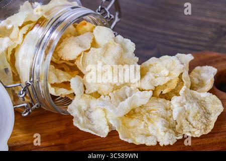 Emping Melinjo (Melinjo Nut Crackers). These are a traditional ...