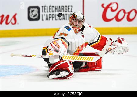 Calgary Flames goalie David Rittich makes a save on a shot by Winnipeg ...