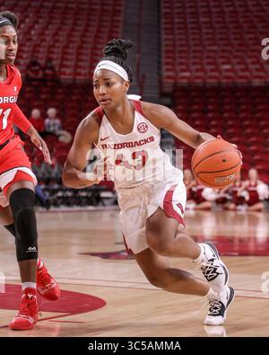Makayla Daniels #43 of Arkansas during an NCAA basketball game on ...