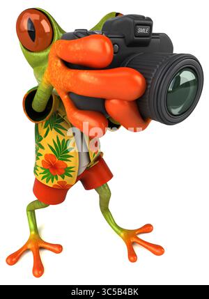 Fun 3D cartoon frog with a camera illustration Stock Photo - Alamy