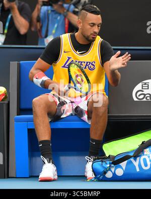 Nick Kyrgios of Australia in a basketball exhibition after beating ...