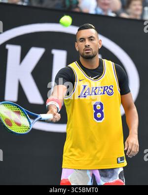 Nick Kyrgios of Australia in a basketball exhibition after beating ...