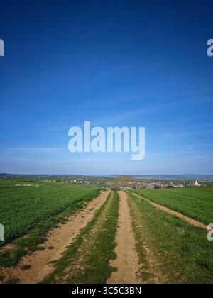 Road leading towards the small church of Ingjaldshóll, the ...