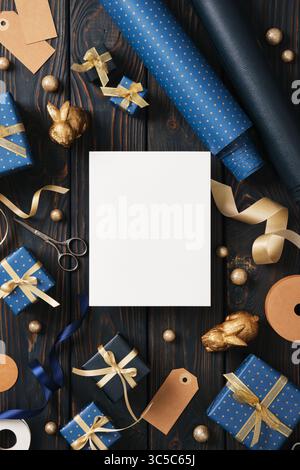 Accessories for wrapping christmas gifts. Festive time Stock Photo - Alamy