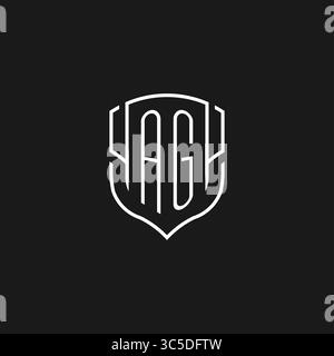 Initial AG shield logo monoline style, modern and luxury monogram logo ...