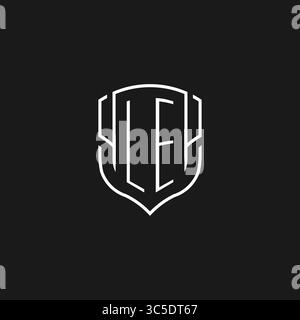 Initial LE logo shield shape, creative esport logo design vector graphic Stock Vector Image ...