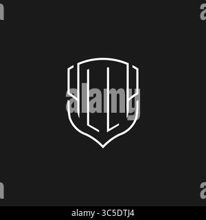 Initial LL shield logo monoline style, modern and luxury monogram logo design vector graphic ...