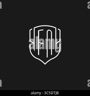 Initial FN shield logo monoline style, modern and luxury monogram logo ...