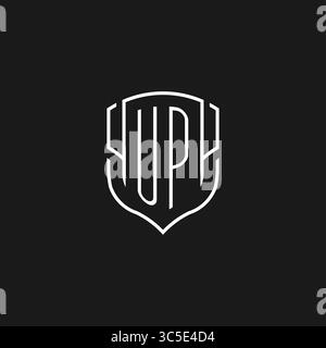 Initial UP logo shield shape, creative esport logo design vector ...