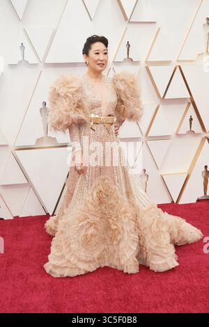 Sandra Oh arrives at the Oscars on Sunday, Feb. 9, 2020, at the Dolby ...