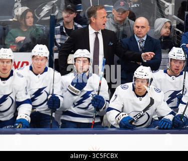 Tampa Bay Lightning head coach Jon Cooper, middle back, during the ...