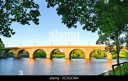Old Hexham road bridge at sunset built in 1793 by Robert Mylne ...