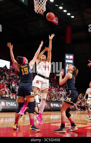 Michigan forward Hailey Brown shoots against Maryland during the first ...