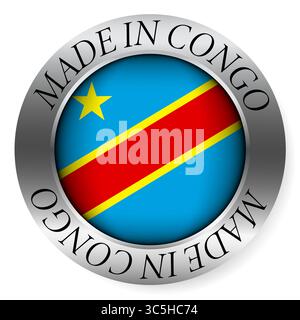 Congo icon. Round logo with country map and title. Stylish Congo badge ...