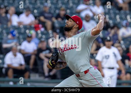 Philadelphia Phillies pitcher Cristopher Sánchez gets a standing ...